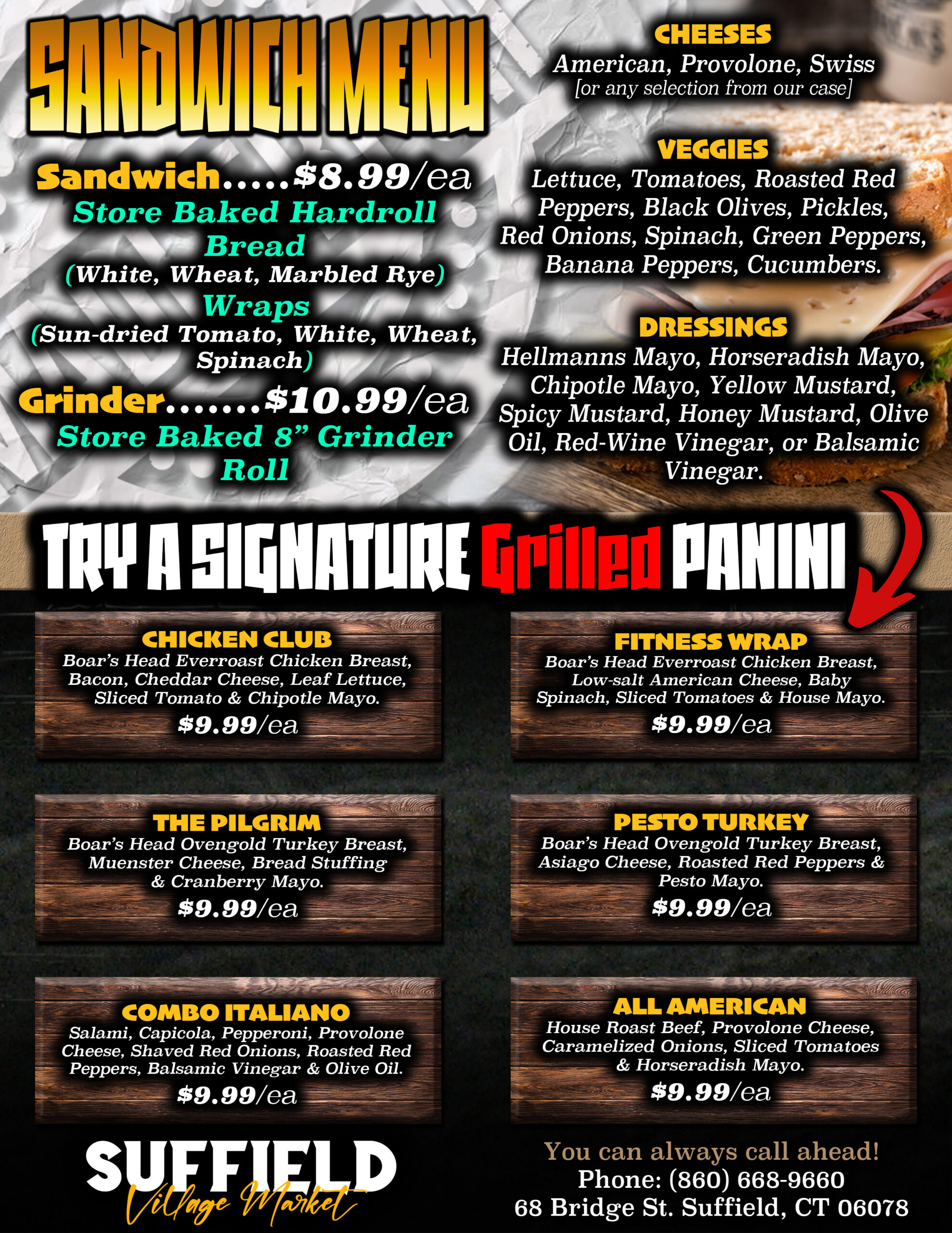 Deli Sandwich Menu | Suffield Village Market